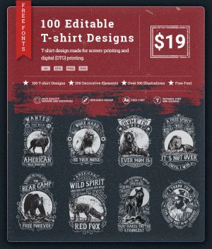 100 Editable T-shirt Designs Bundle - Graphic Design Bundle Deals ...